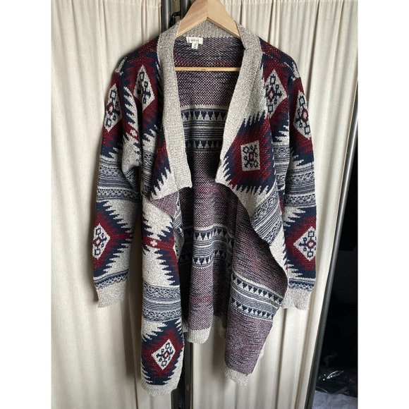 debut | Sweaters | Nwot Debut Sx Ml Aztec Cardigan Creamburgandyblack ...